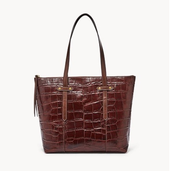 Fossil | Bags | Fossil Felicity Brown Croco Leather Tote | Poshmark